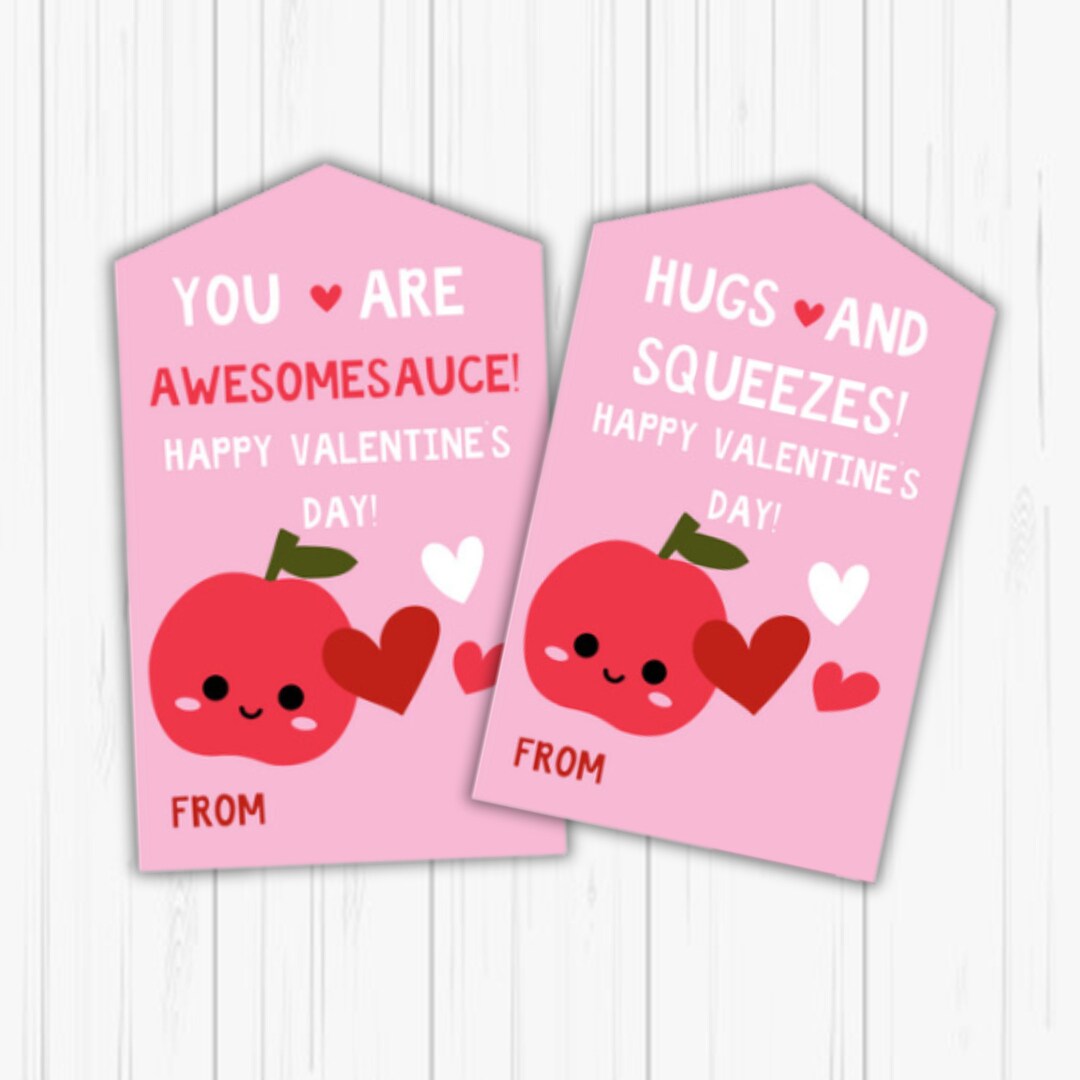 Applesauce Valentine's Day Tags: Classroom Printables (PDF) - Etsy