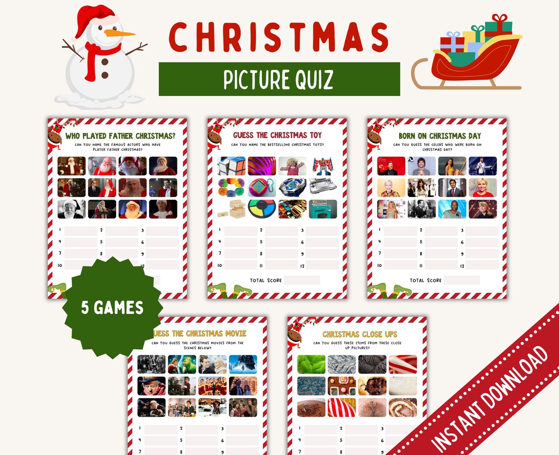 Christmas Picture Quiz Bundle – 4 Pages of Festive Fun, Printable ...
