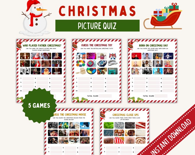Christmas Picture Quiz Bundle – 4 Pages of Festive Fun, Printable ...