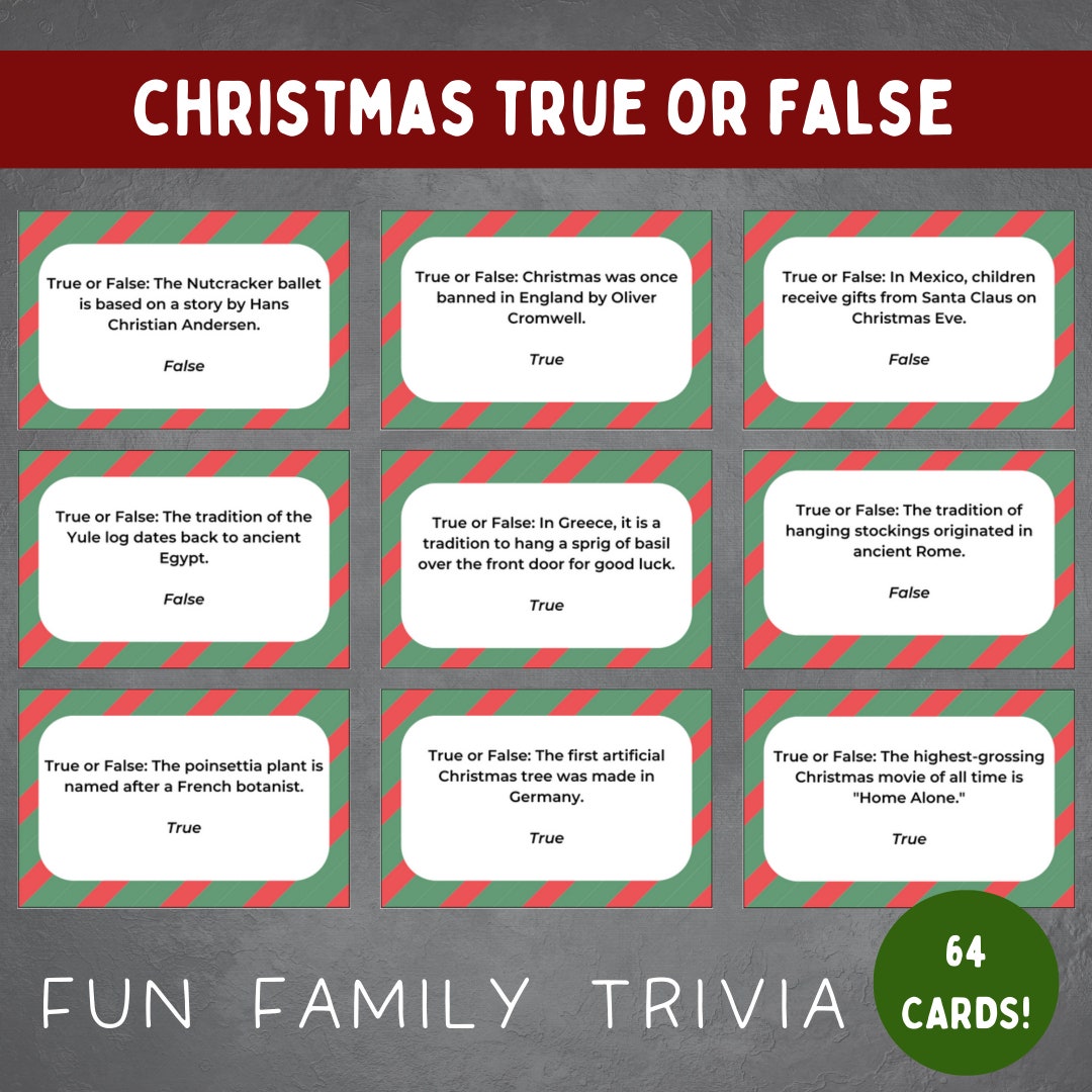 Christmas Facts True or False Quiz Christmas Day Family Quiz Holiday ...