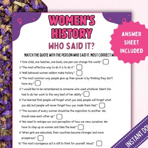 Women's History Month Game Bundle: Trivia, Word Search, & More (digital ...