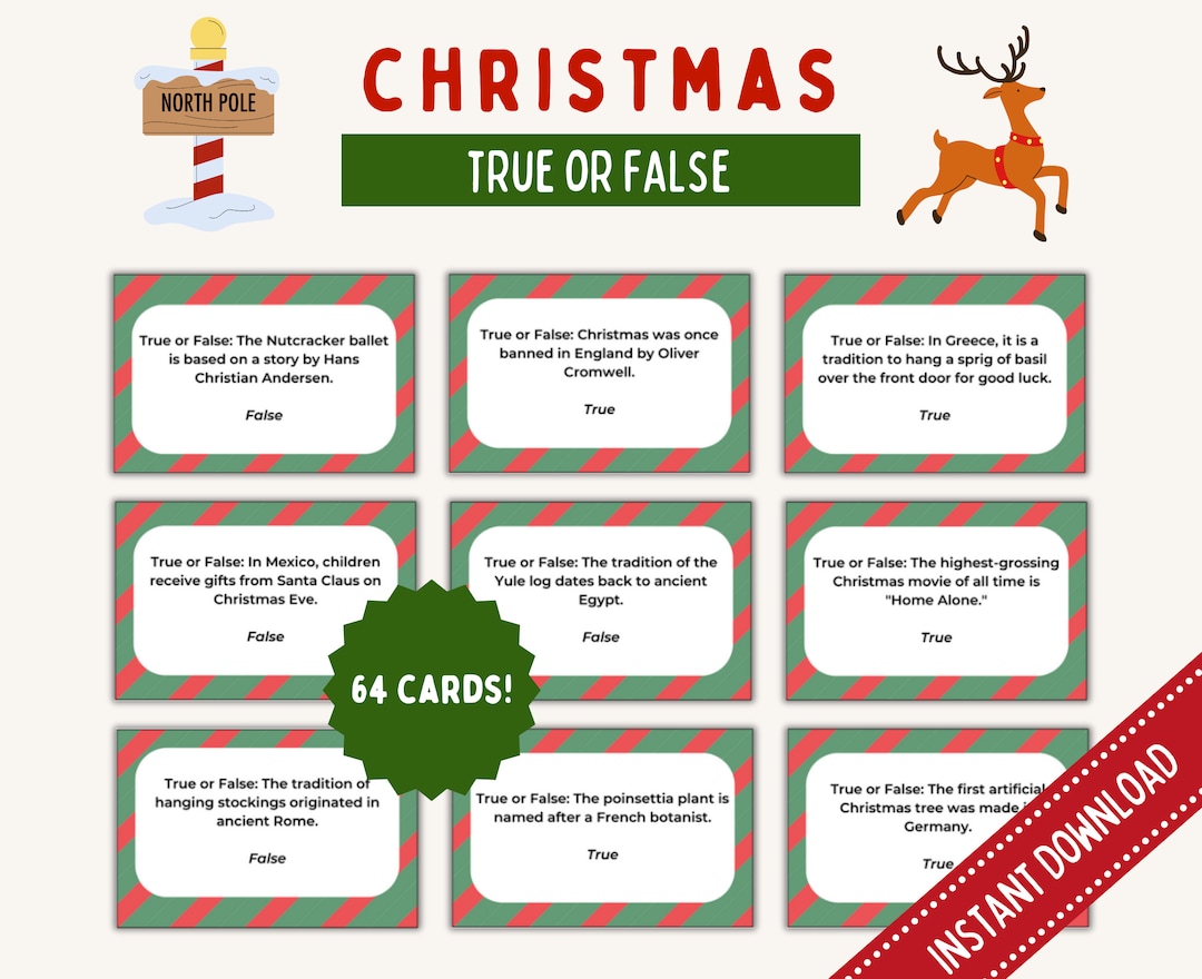 Christmas True or False Printable Christmas Games for Adults, Christmas ...