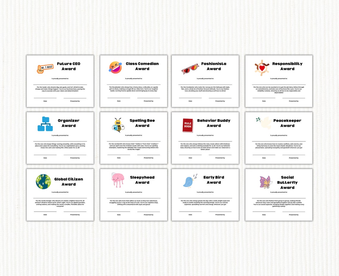 Funny Classroom Award Certificates: End of Year Superlatives (editable ...