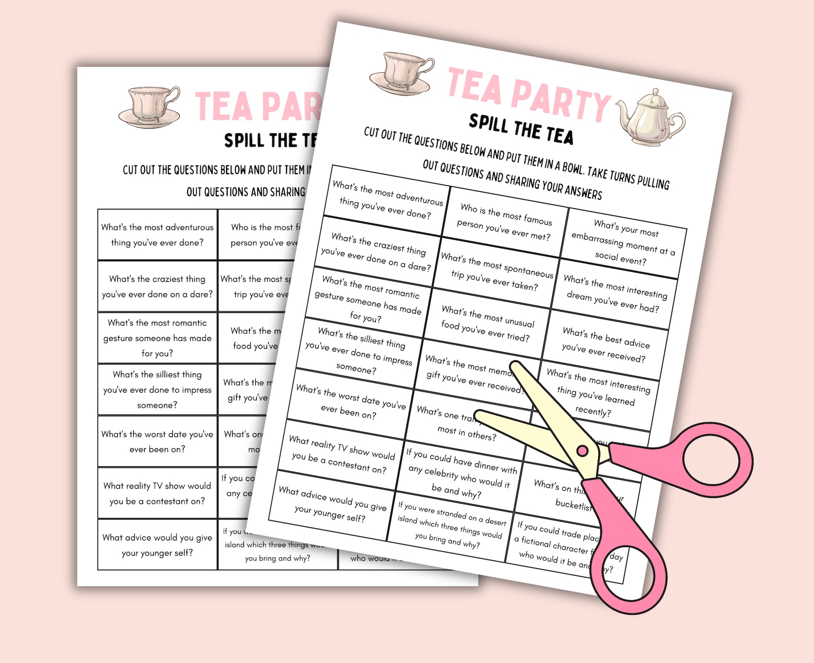 Spill the Tea Game: Tea Party Printable (digital Download) - Etsy