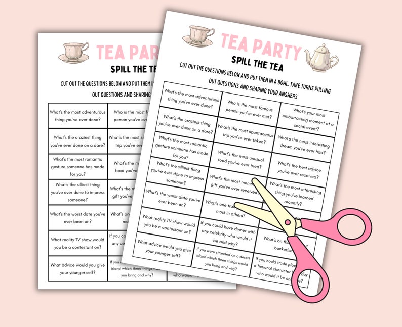 Spill the Tea Game | Tea Party Games Printable | Tea Party Activities ... Spill the Tea Game | Tea Party Games Printable | Tea Party Activities ...