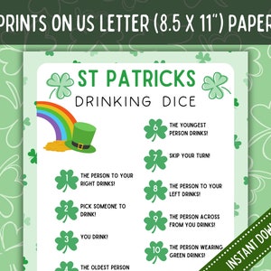 St Patrick's Day Drinking Dice Game, Adults St Patricks Day Drinking ...