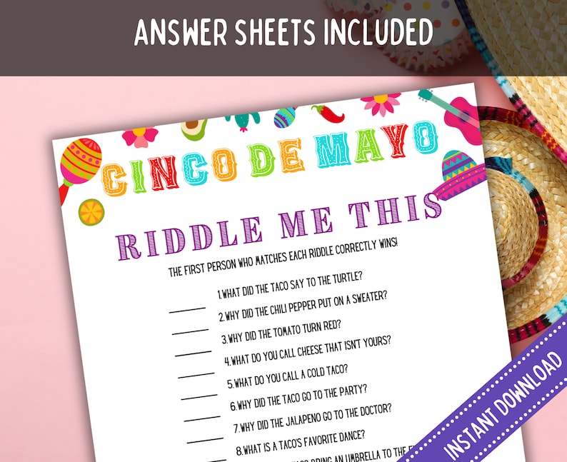 Fiesta Game Fiesta Jokes Cinco De Mayo Party Game Cinco De Mayo Jokes ...