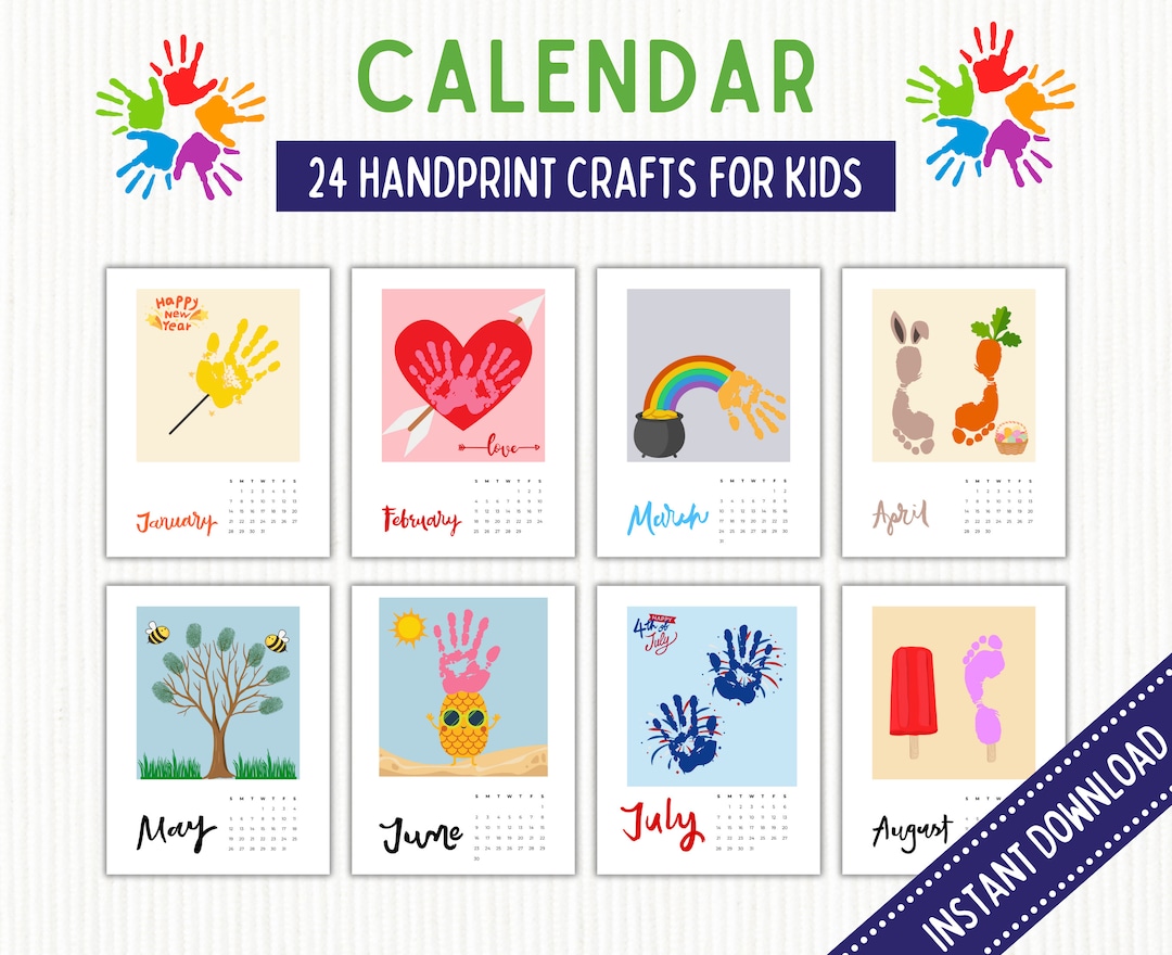 2024 Handprint Footprint Calendar Art Craft Kids | Baby Toddler Child ...