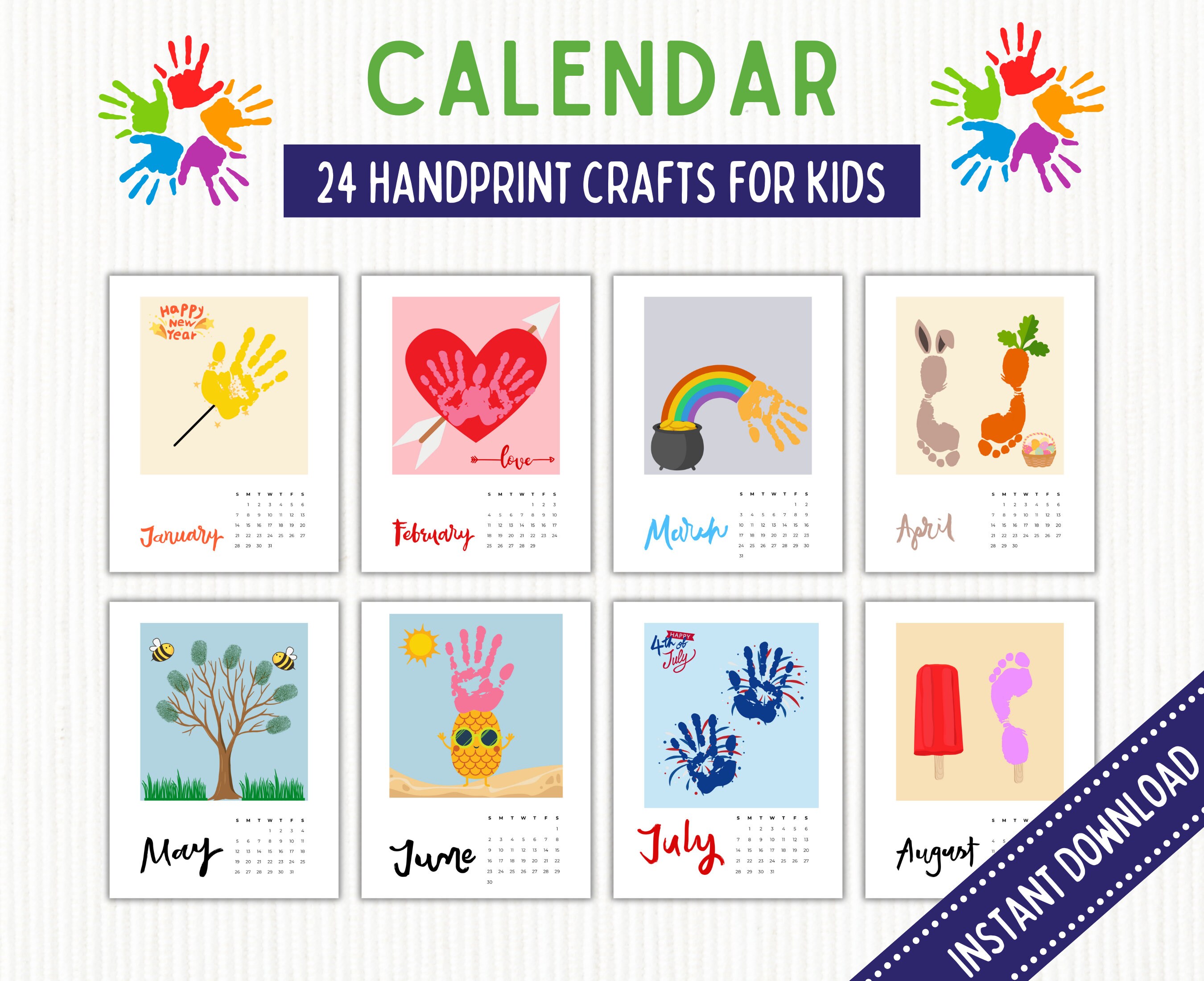 2024 Handprint Footprint Calendar Art Craft Kids Baby Toddler Child ...