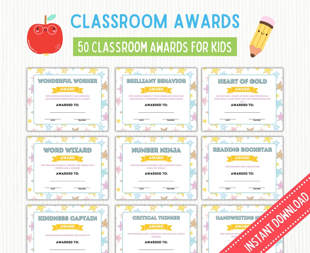 Classroom Awards -- End of Year Awards -- Student Awards -- Printable ...