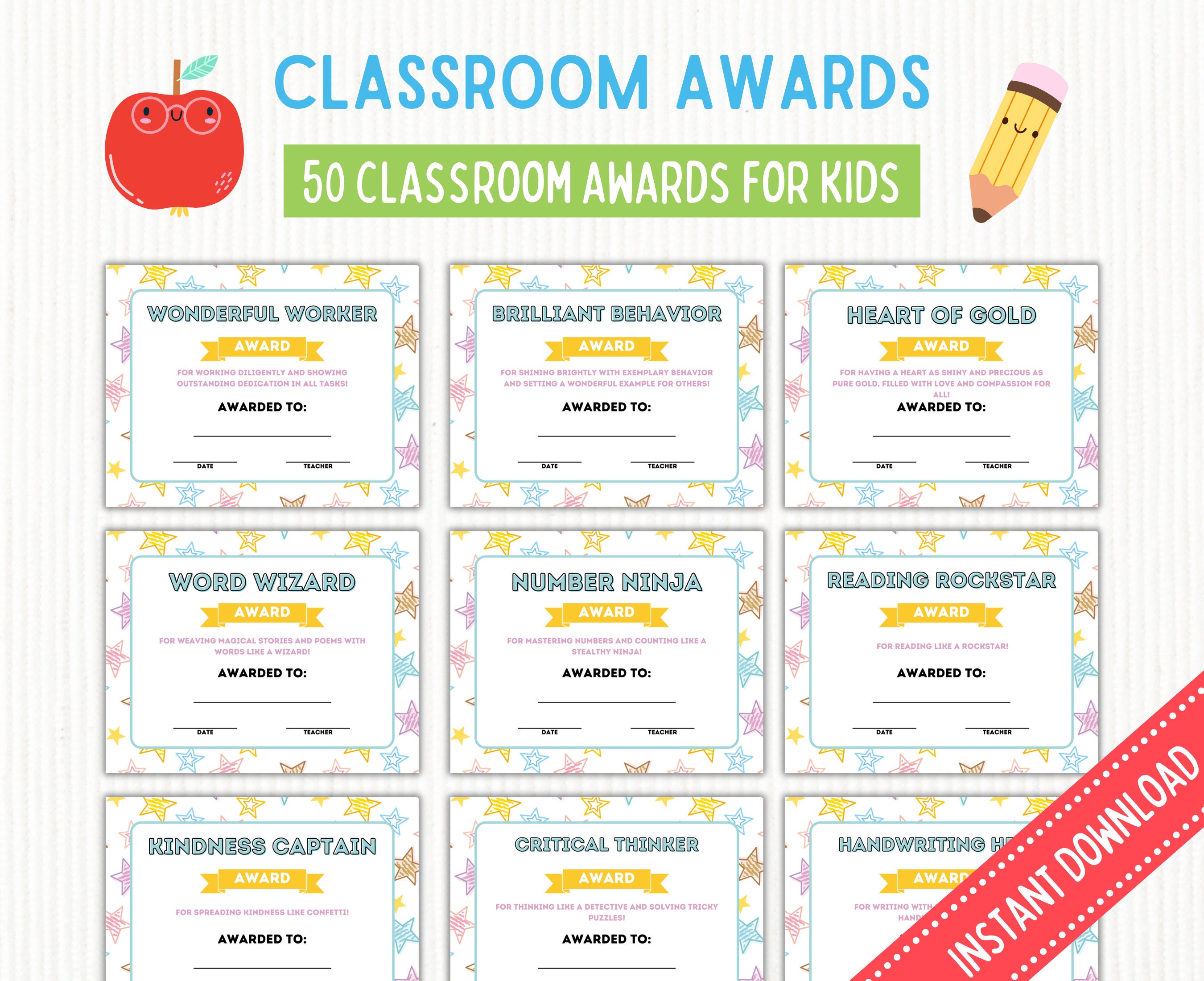 Classroom Awards -- End of Year Awards -- Student Awards -- Printable ...
