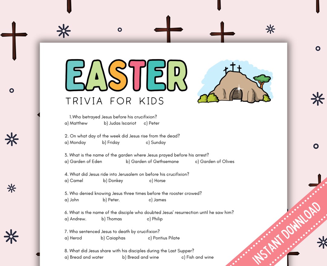 Easter Trivia Game for Kids: Christian Easter Story (digital Download ...