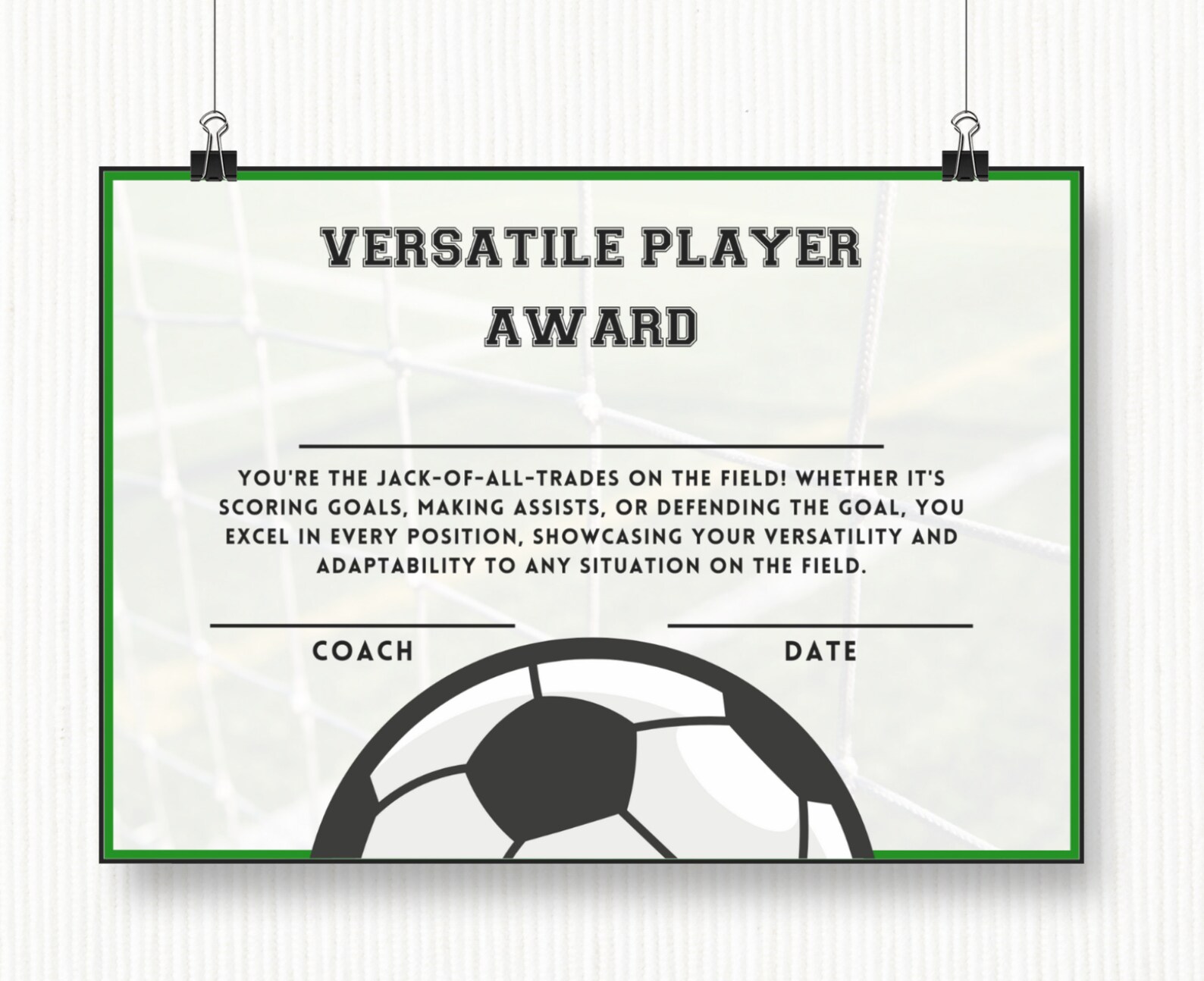 Editable Soccer Award Certificates: Team Awards Canva Template (digital ...