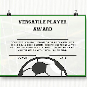 Soccer Award Certificate Editable Award Ceremony Printable End of ...