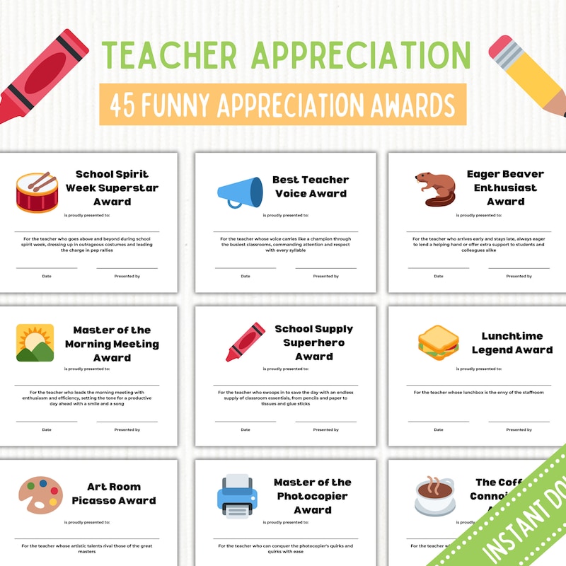 Funny Teacher Awards - Etsy