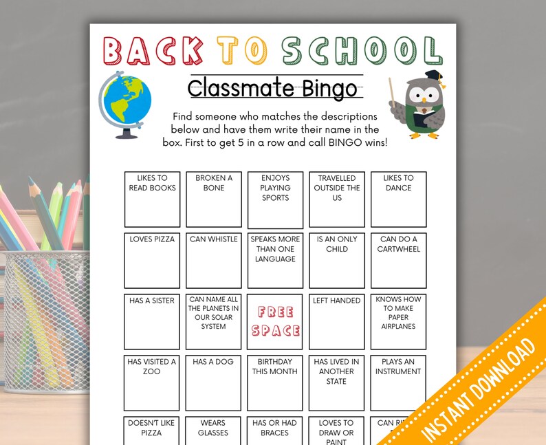 Classmate Bingo, Get to Know You Bingo, Find Someone Who Bingo, Find ...