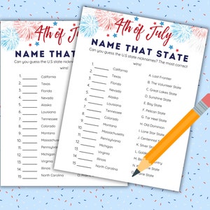4th of July State Nickname Game | July 4th Game | Independence Day Game ...