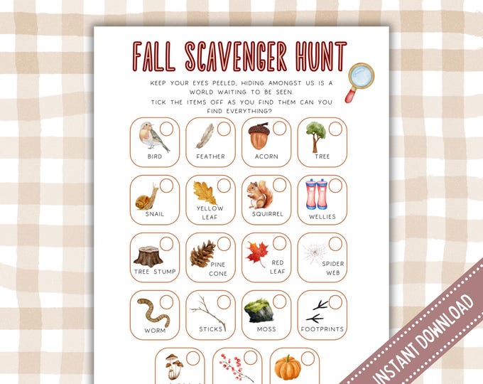 Fall Autumn Scavenger Hunt Printable, Homeschool Printables ...