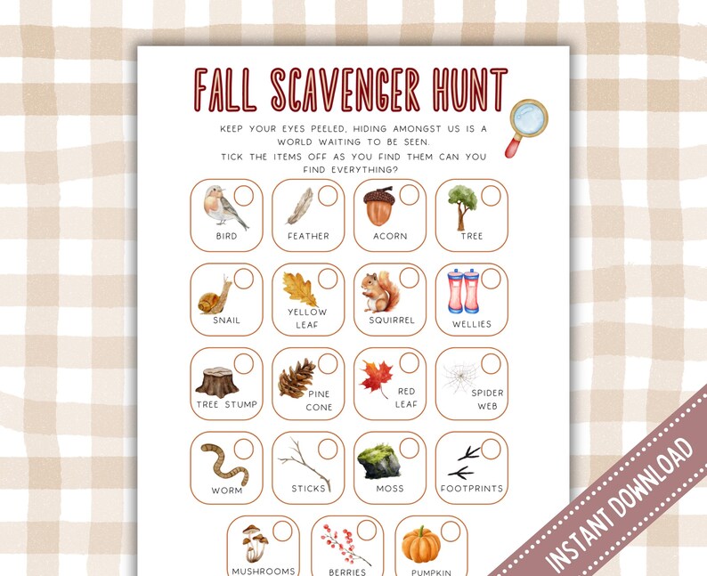 Fall Scavenger Hunt Activity for Kids Fall Activity Fall for Children ...