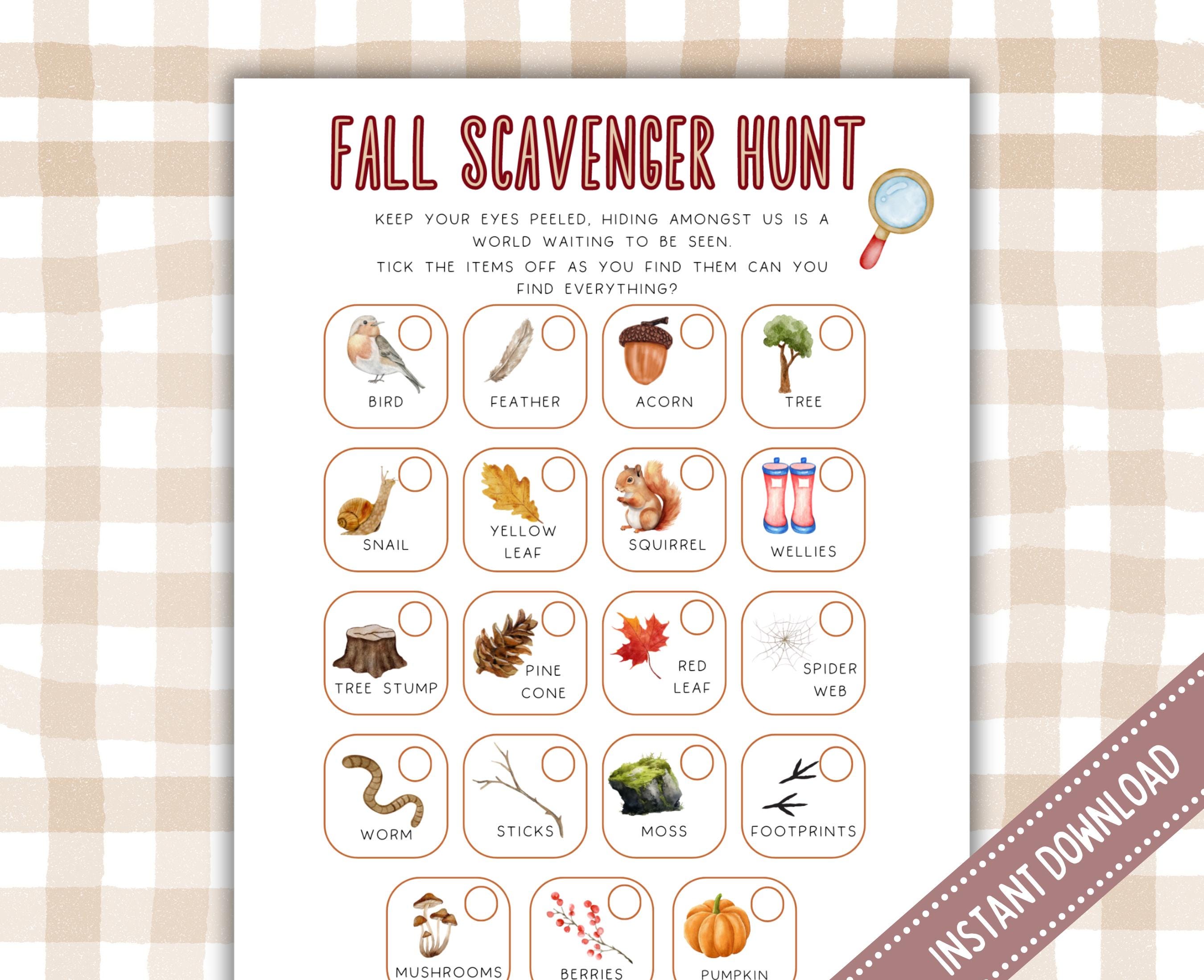 Fall Scavenger Hunt Activity for Kids Fall Activity Fall for Children ...