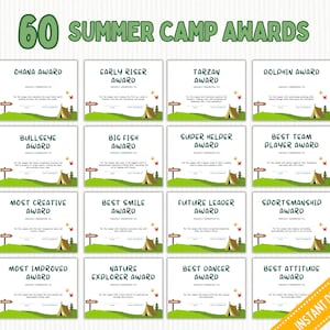 Summer Camp Awards Certificates, Camp Achievement Award, Campers Gift ...