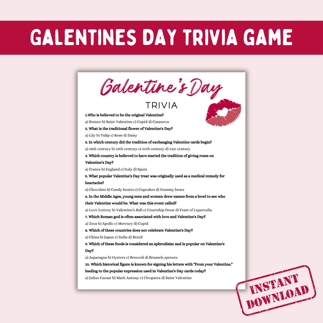 Galentines Day Trivia Game Galentines Day Party Game Valentines Day