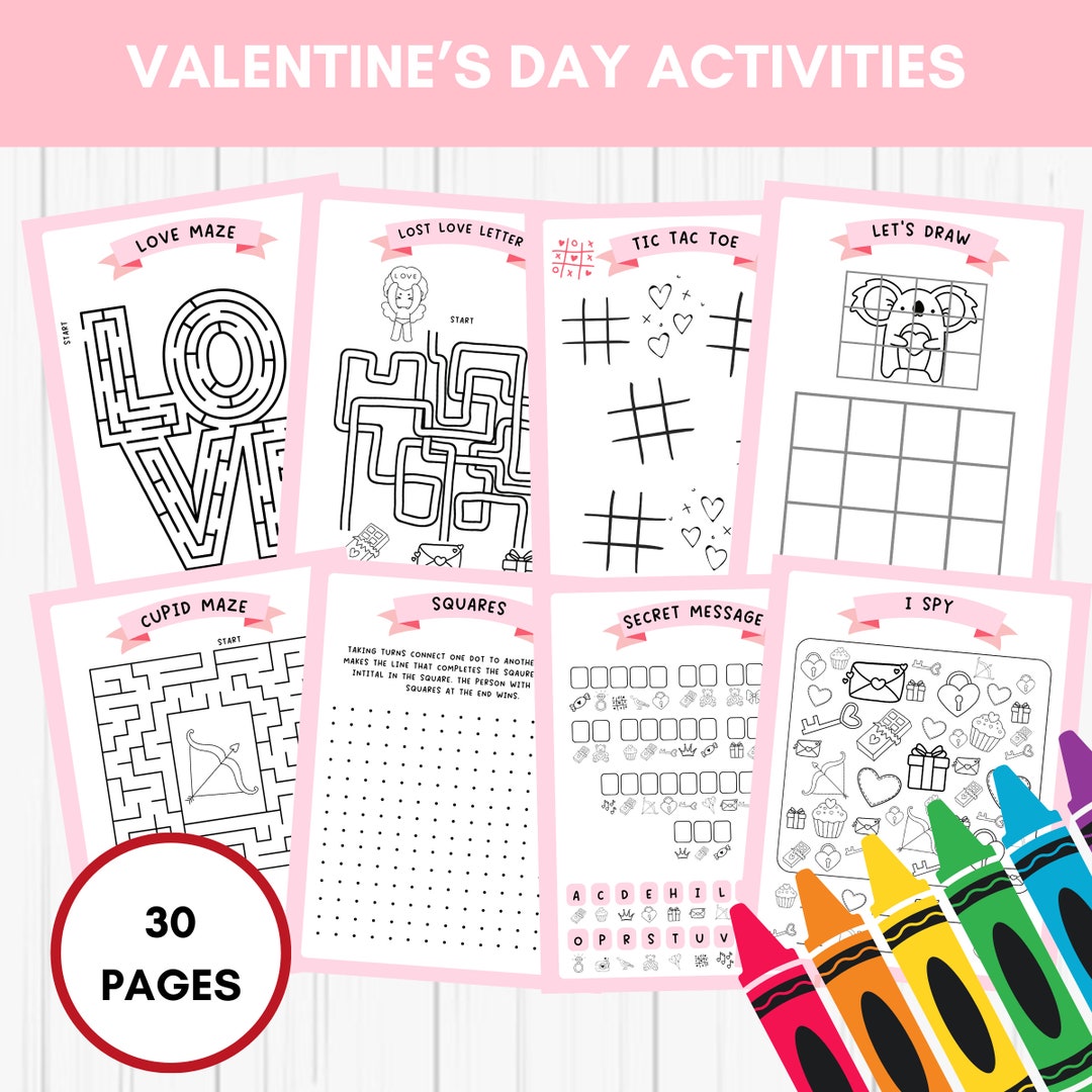 30 Printable Valentine's Day Kid's Activities - Etsy