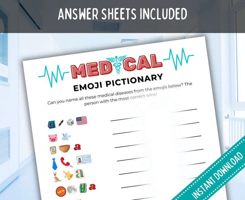 Medical Emoji Pictionary Game: Nurse Graduation, Hospital Party (PDF ...