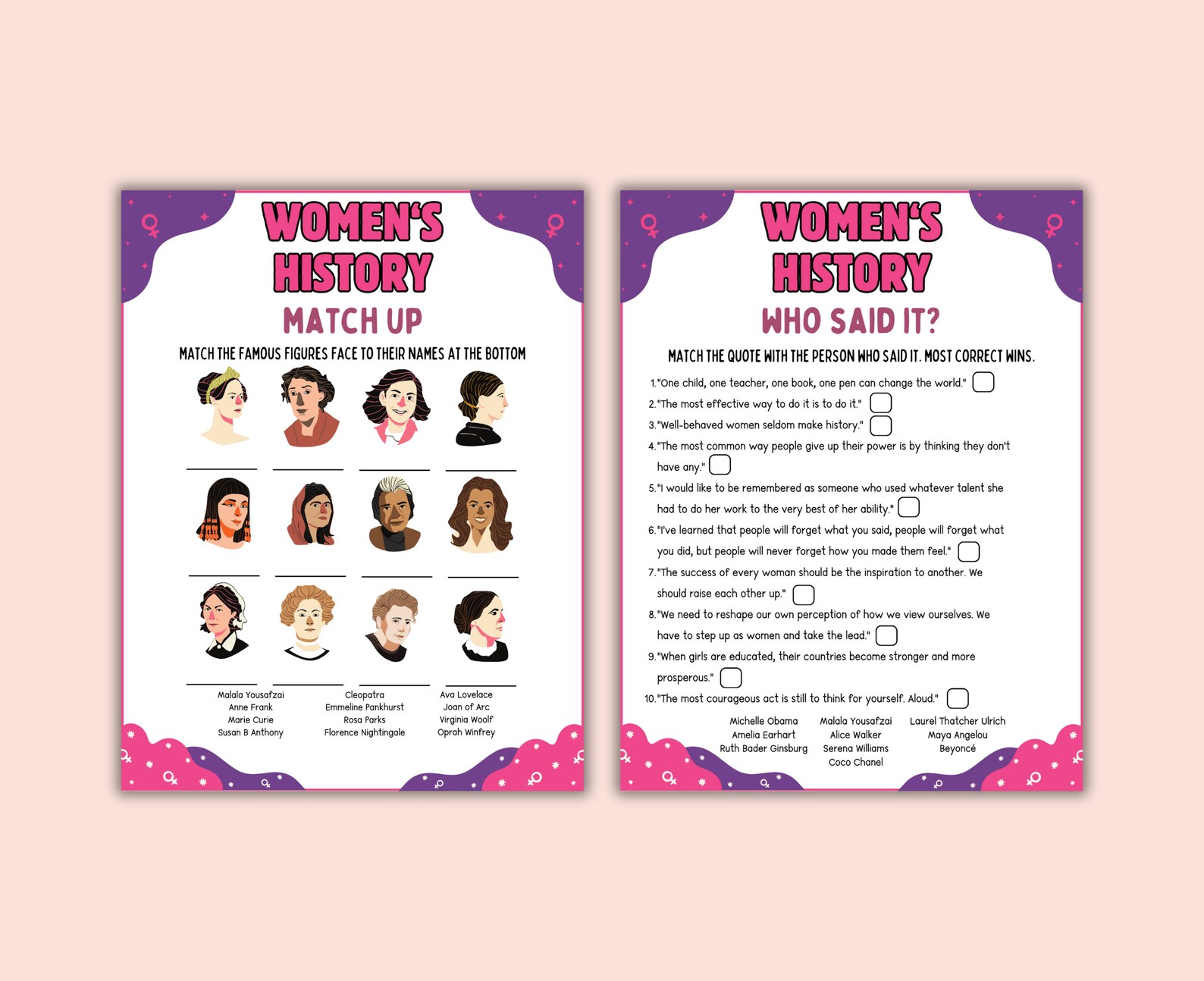 Women's History Month Game Bundle: Trivia, Word Search, & More (digital ...