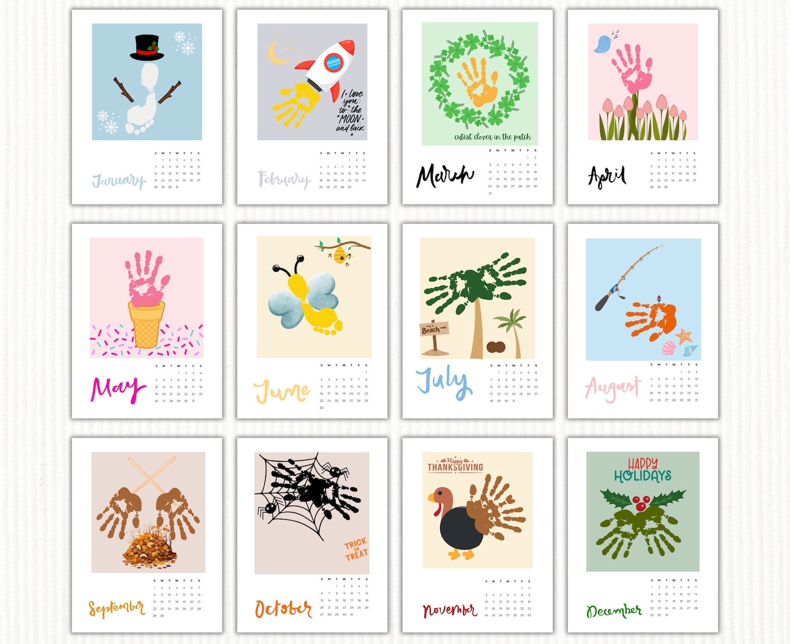 2024 Handprint Footprint Calendar: DIY Craft Activity (digital Download ...