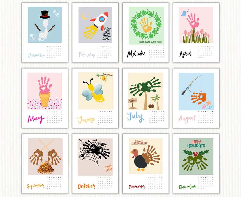 2024 Handprint Footprint Calendar Art Craft Kids | Baby Toddler Child ...