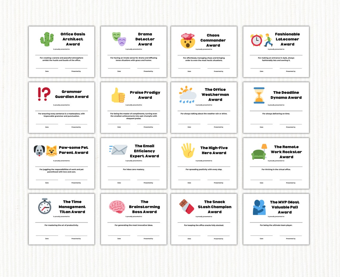 Funny Employee Appreciation Awards, Recognition Awards Certificates ...