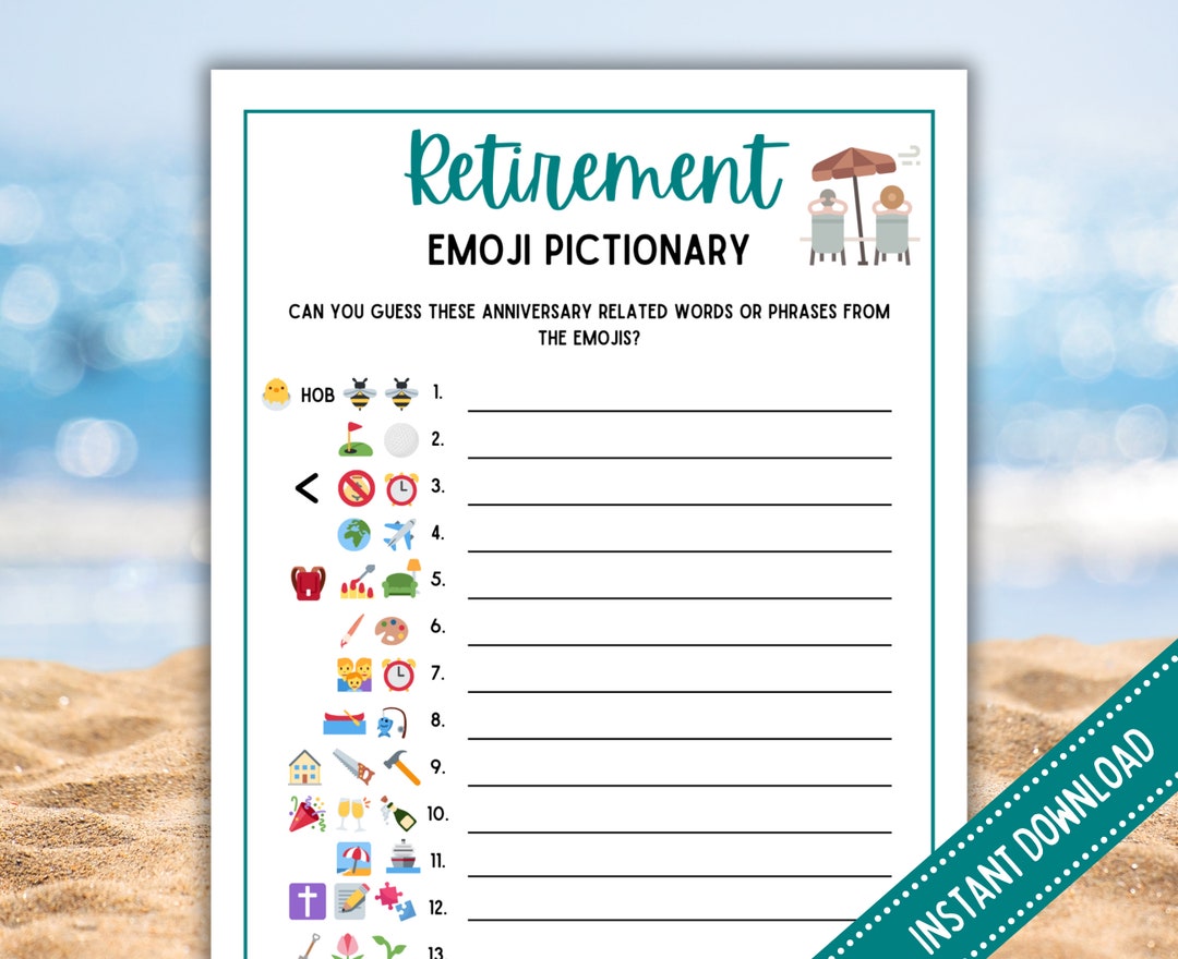 Retirement Emoji Pictionary Party Games | Retirement Game | Fun ...
