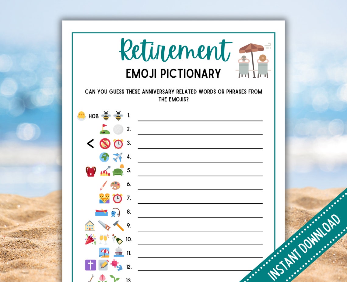 Retirement Emoji Pictionary Game: Fun Party Activity (digital Download ...