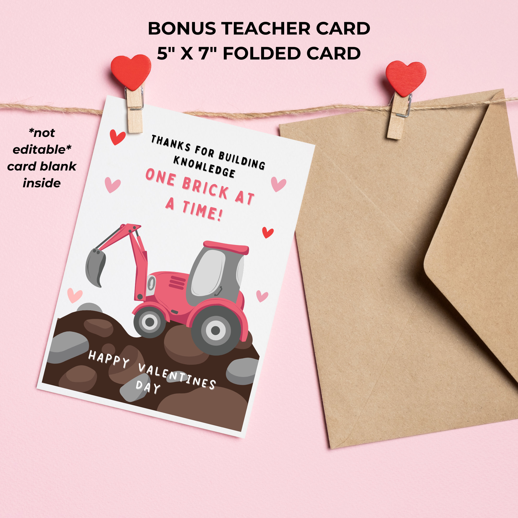 Printable Construction Valentine's Day Cards, Classroom Valentine's Day ...