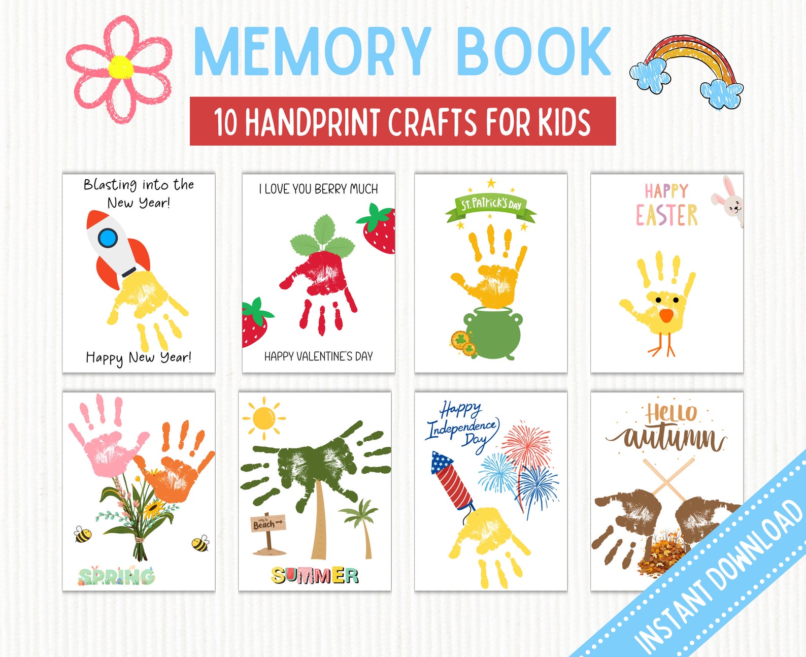 Handprint Memory Book - Printable Handprint Craft - Monthly Handprint ...