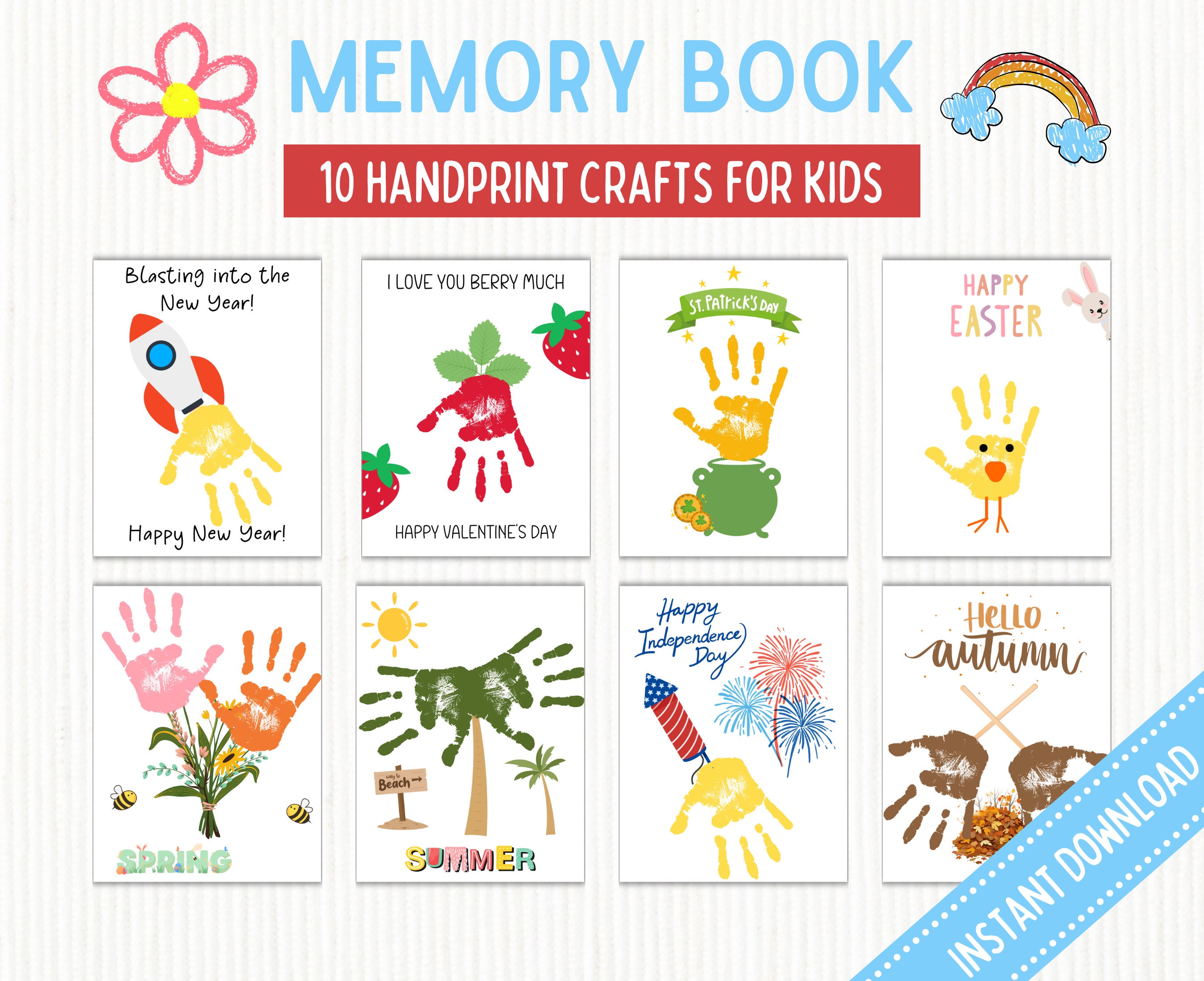 Handprint Memory Book - Printable Handprint Craft - Monthly Handprint ...