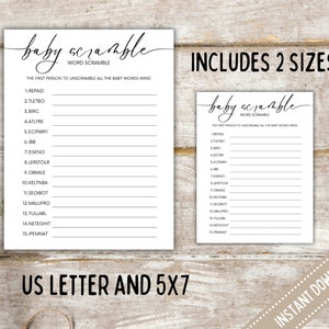 Baby Shower Word Scramble With Answer Key | Baby Shower Games Printable ...
