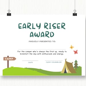 Summer Camp Awards Certificates, Camp Achievement Award, Campers Gift ...