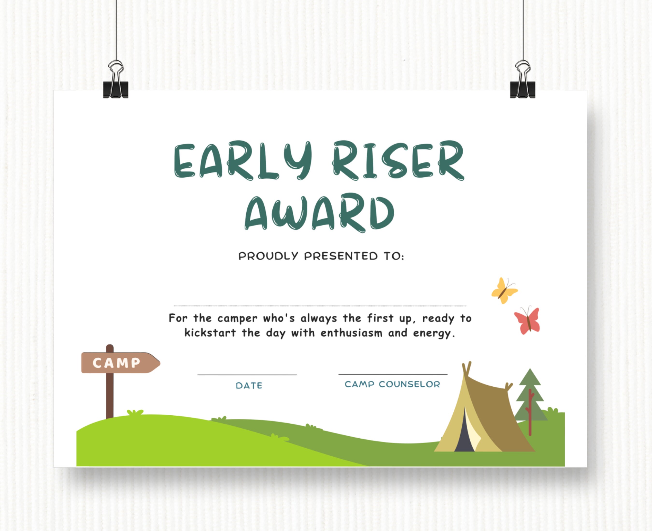 Summer Camp Awards Certificates, Camp Achievement Award, Campers Gift ...