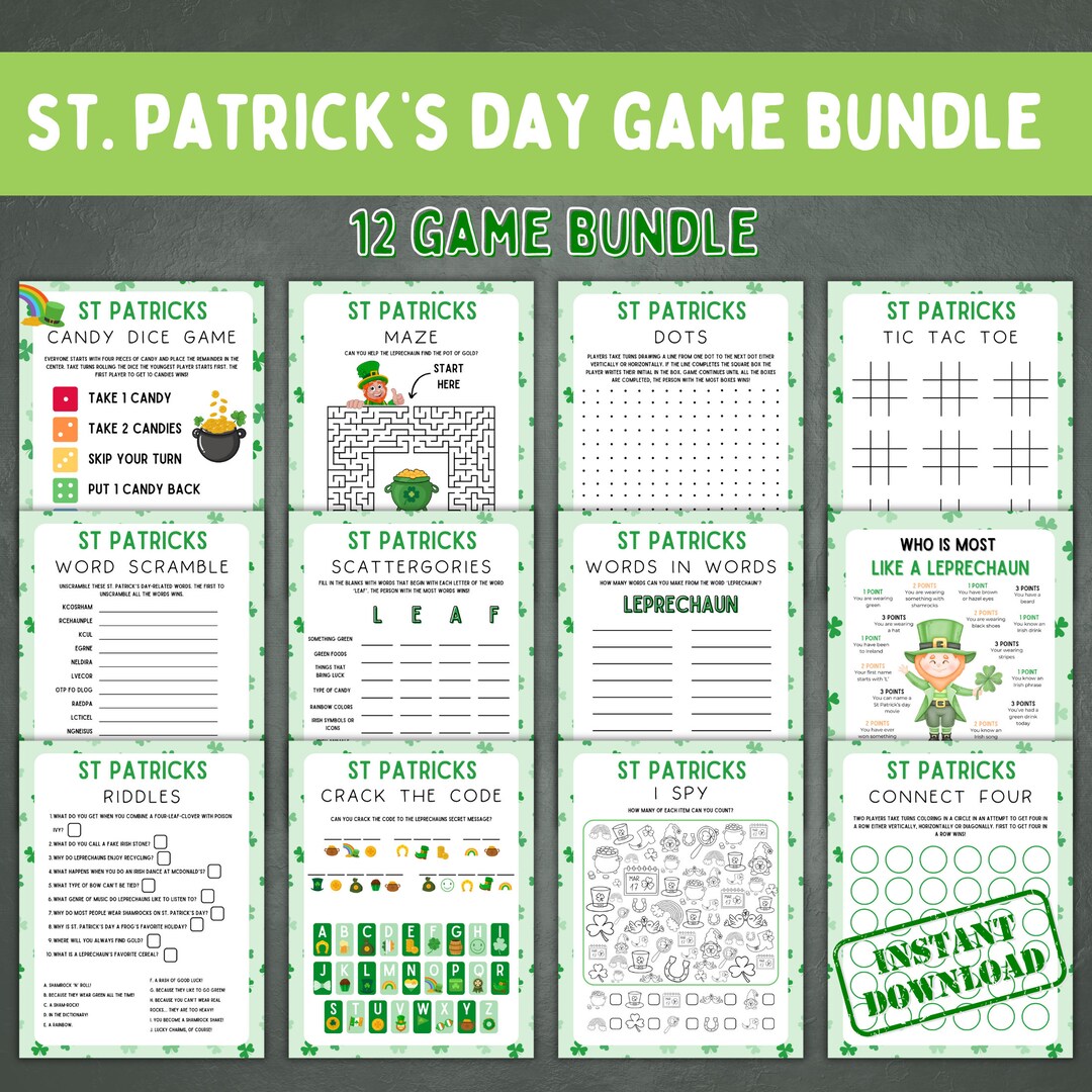 St. Patrick's Day Printable Kids Activity Bundle, St Patricks Day ...