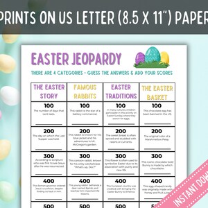 Easter Trivia Game, Easter Jeopardy, Easter Seniors Game, Easter School ...