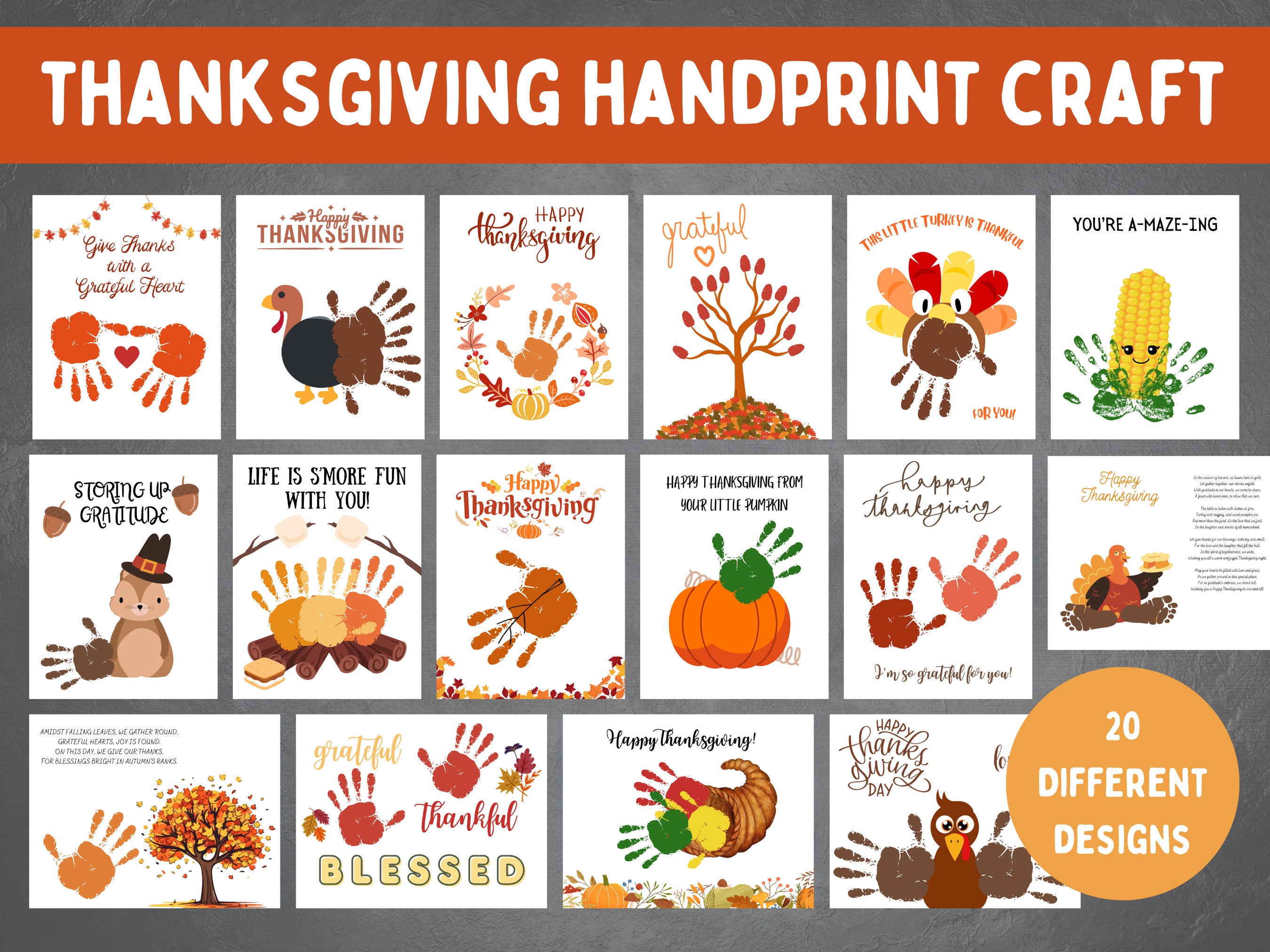 Thanksgiving Handprint Craft Bundle Thanksgiving Preschool Craft ...