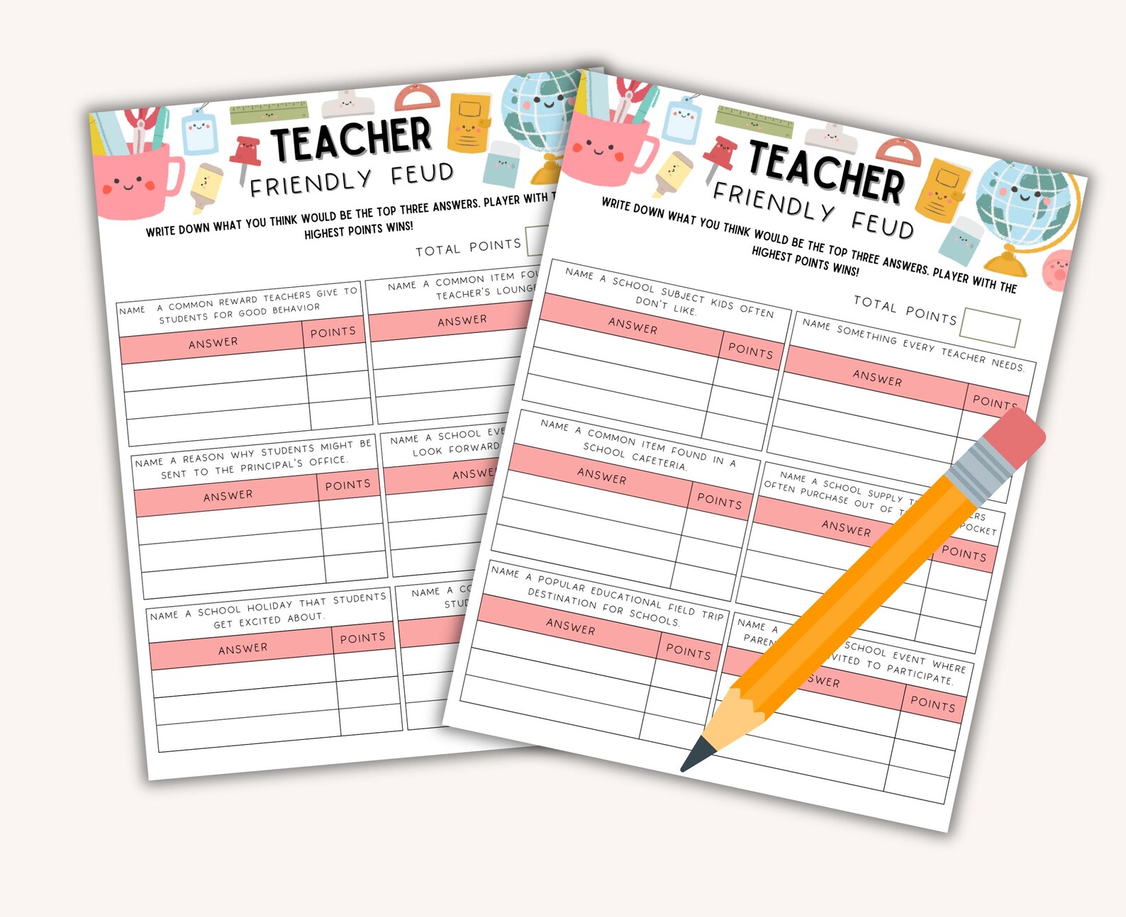 Teacher Feud Game: Printable Staff Meeting Icebreaker (digital Download ...