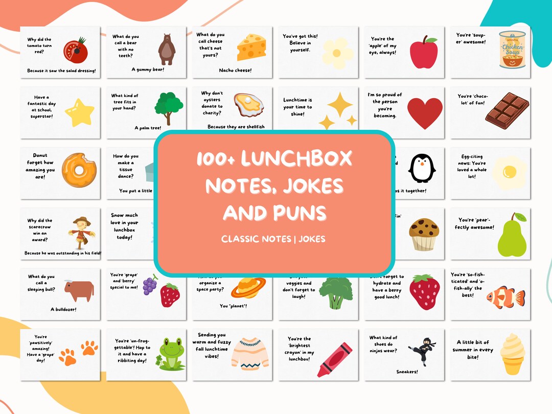 Lunch Box Jokes for Kids Joke of the Day Back to School - Etsy