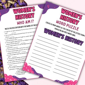 Women's History Month Game Bundle: Trivia, Word Search, & More (digital ...