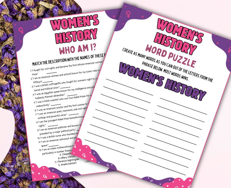 Women's History Month Game Bundle: Trivia, Word Search, & More (digital ...