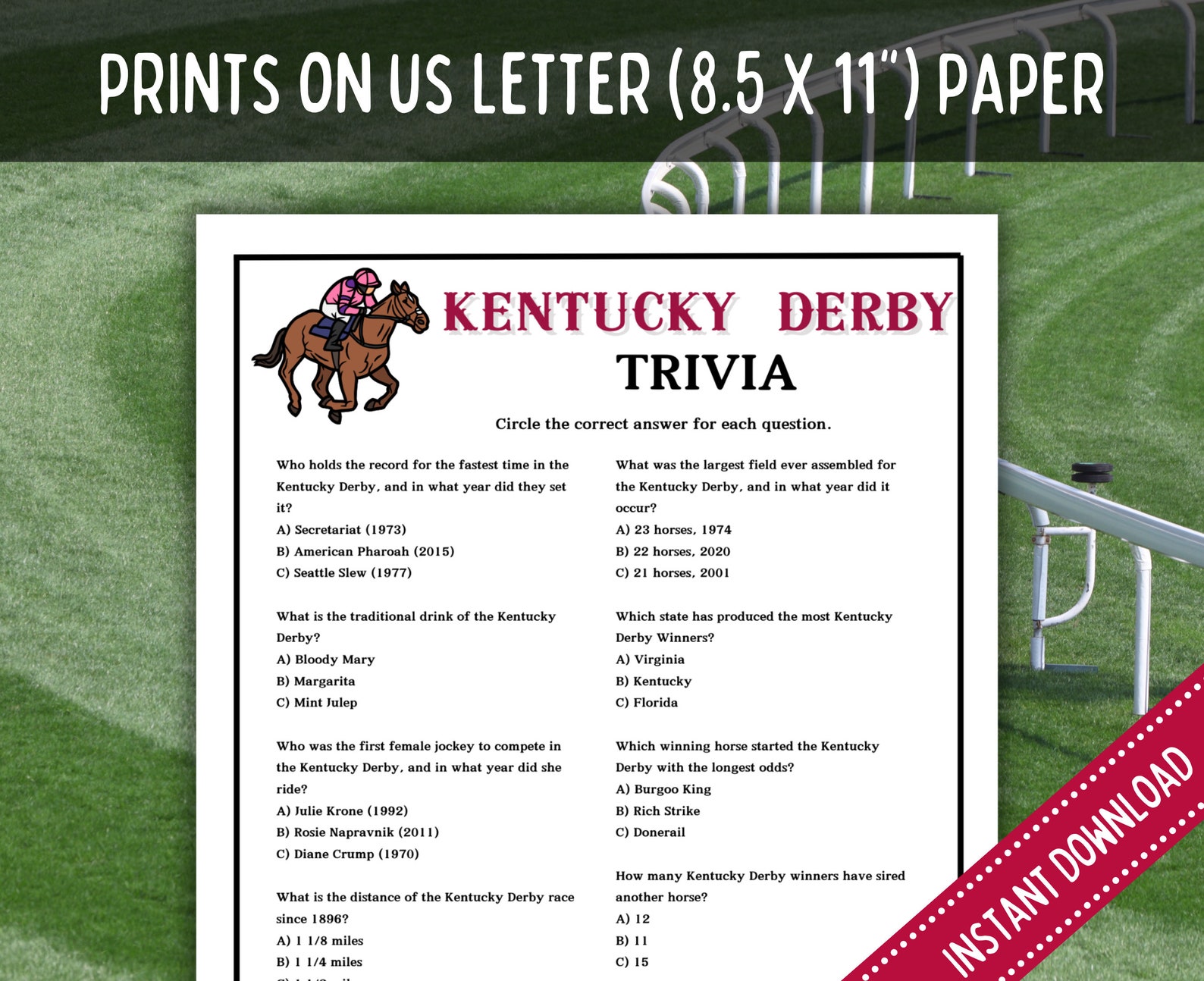 Kentucky Derby Game | Derby Trivia | Kentucky Derby Party | Run for the ...