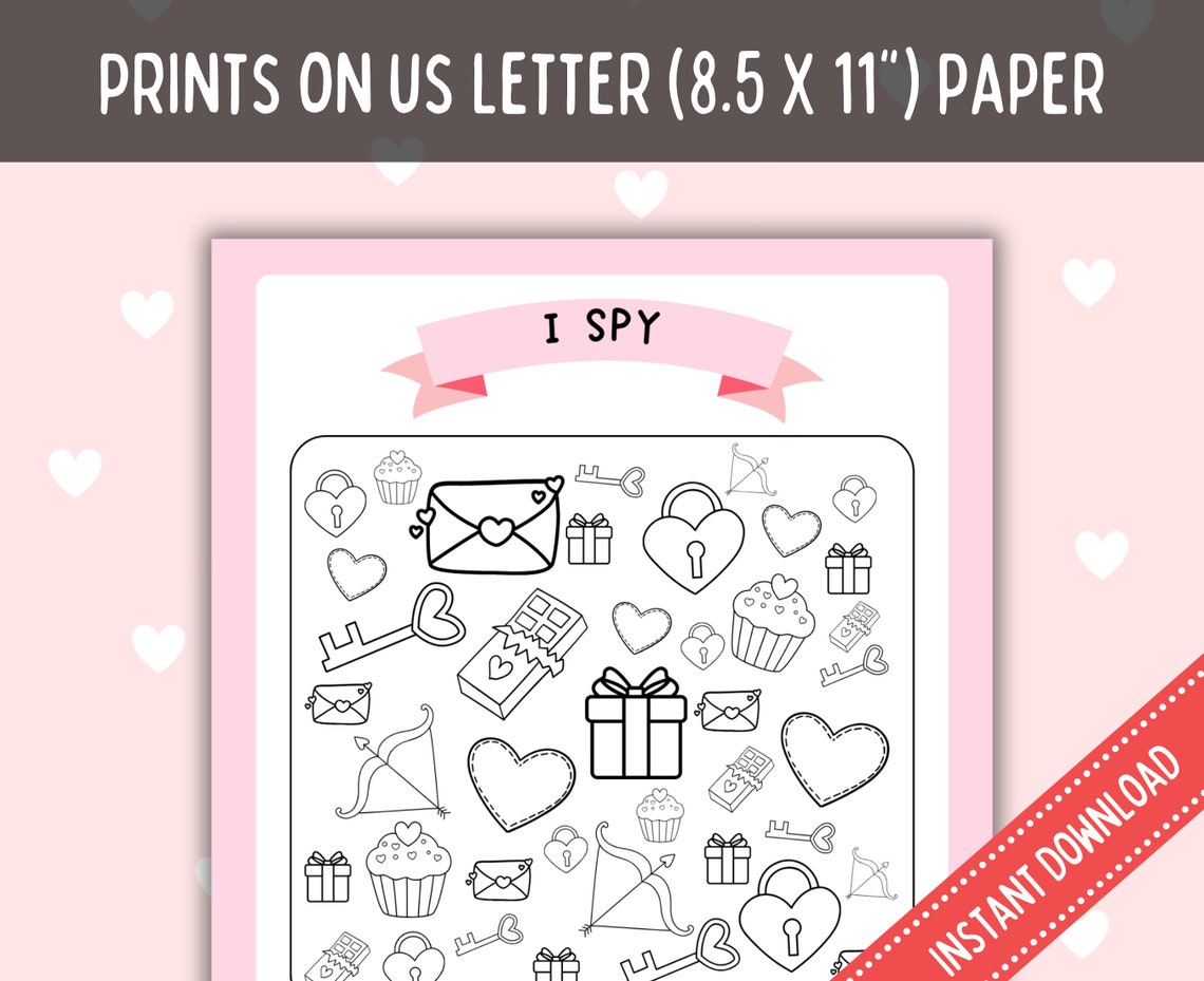 Valentines I SPY, Valentines Activity, Valentines Printables ...