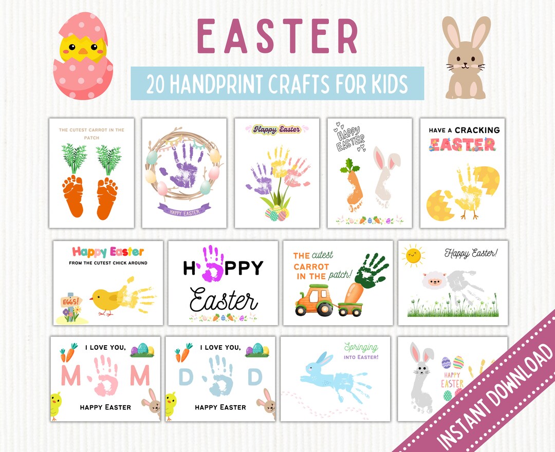 Easter Handprint Art: Kids DIY Craft Bundle (PDF) - Etsy